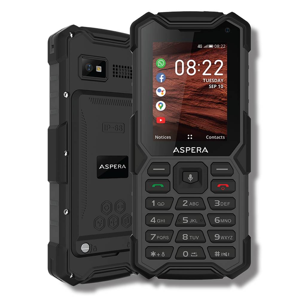Aspera R40 4G/LTE IP68 Rated Rugged Mobile Phone (Black) | AUDITECH