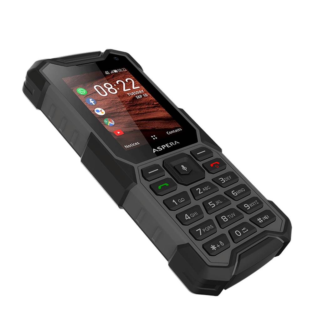 Aspera R40 4G/LTE IP68 Rated Rugged Mobile Phone (Black) | AUDITECH