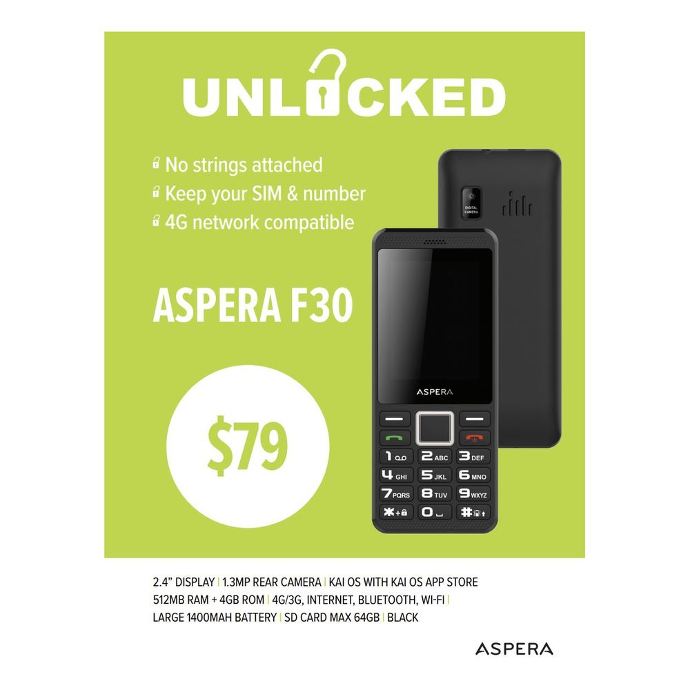 Apera F30 4G LTE Senior Mobile Phone (Black) | AUDITECH
